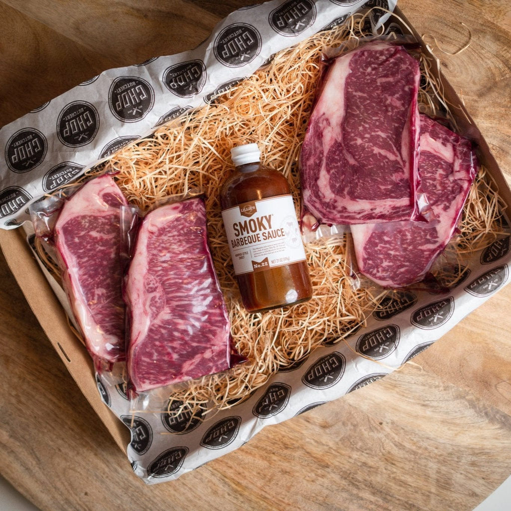 Gift Pack 8 – 2 Scotch Fillet + 2 New York + Sauce – Chop Butchery