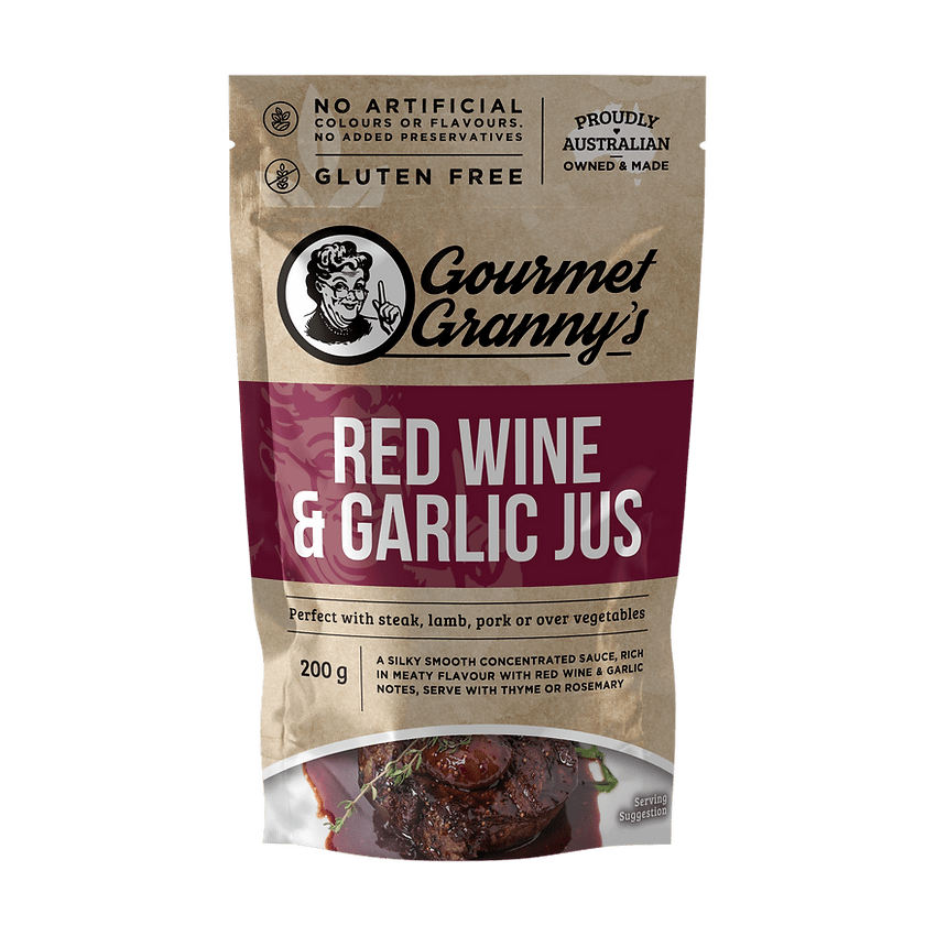 Gourmet Granny's Red Wine & Garlic Jus Liquid Heat & Serve (200g ...